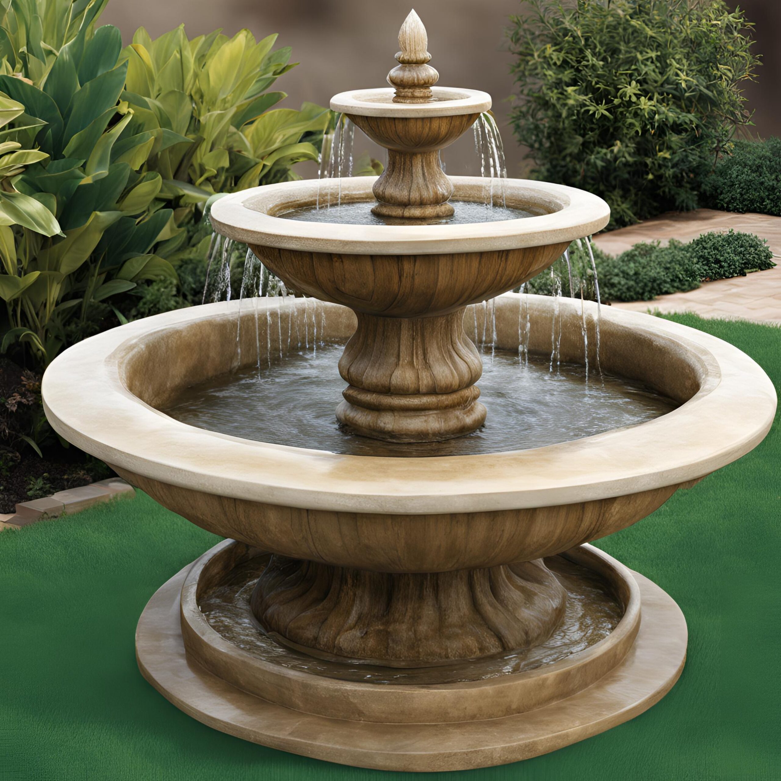 FRP Golden Round Fountain – FRP SCULPTURE